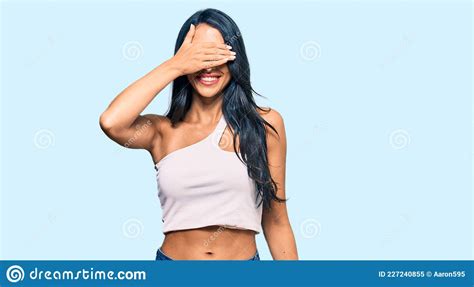 Beautiful Hispanic Woman Wearing Casual Clothes Smiling And Laughing