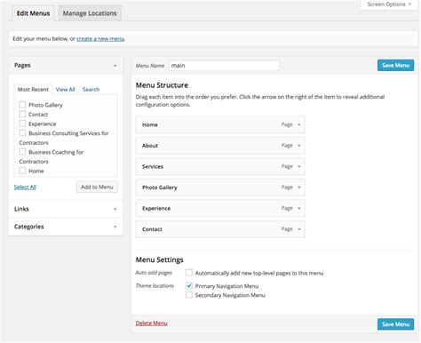 How To Update The Navigation Menu In Wordpress Sumy Designs