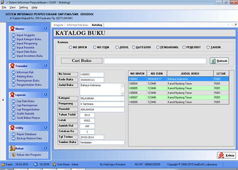 aplikasi perpustakaan versi 5 programing software