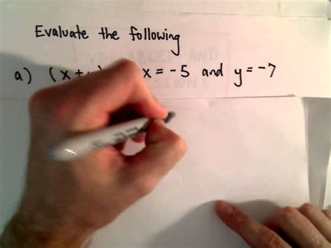 Evaluating Algebraic Expressions For Given Values Of X And Y Youtube