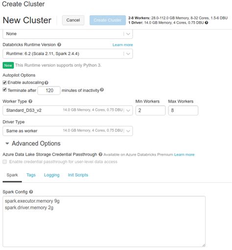pyspark spark set driver memory config in databricks stack overflow