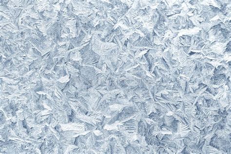 Frost Patterns On Window Glass In Winter Frosted Glass Texture Blue