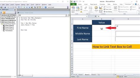 how to link textbox contents to a specific cell in excel youtube
