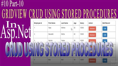gridview insert update delete using stored procedures in asp crud