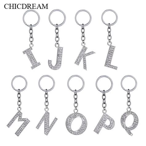 Fashion New Crystal Rhinestones Alphabet Keyring Bag Pendant Jewelry