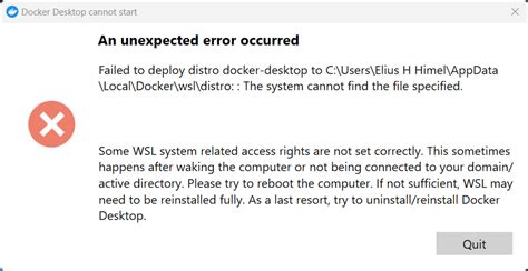 docker is showing some wsl system related access rights are not set