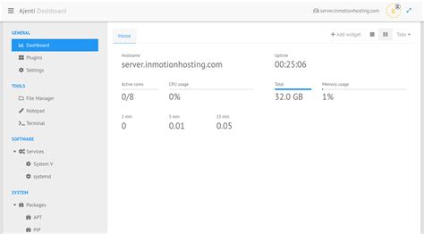 how to install ajenti server admin panel inmotion hosting