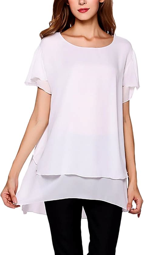 T Shirt Damen Sommer Elegant Festlich Große Größen Kurzarm Rundkragen