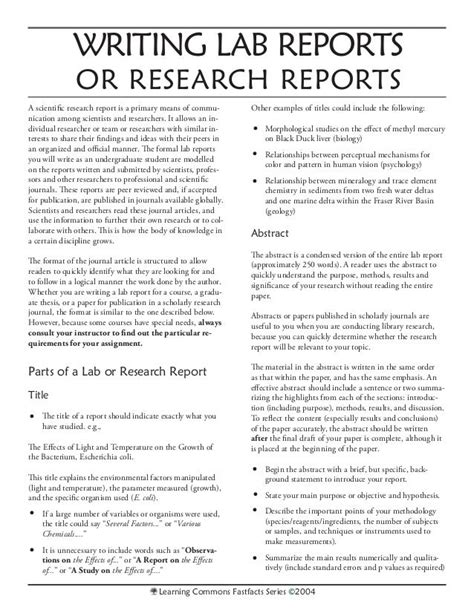 tips for writing a lab report