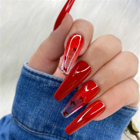 Egotistical Dreams In 2020 Red Acrylic Nails Long Acrylic Nails