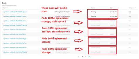 solved webhook pods ephemeral storage issue in openshift dynatrace