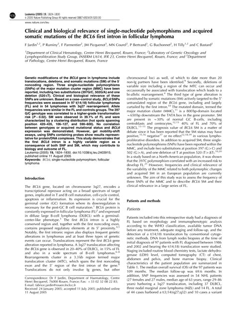 Pdf Clinical And Biological Relevance Of Single Nucleotide