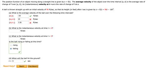 Solved The Position Function Of An Object Moving Along A