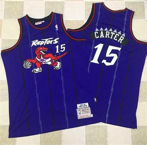Mens Toronto Raptors 15 Vince Carter Purple White Two Tone Stitched