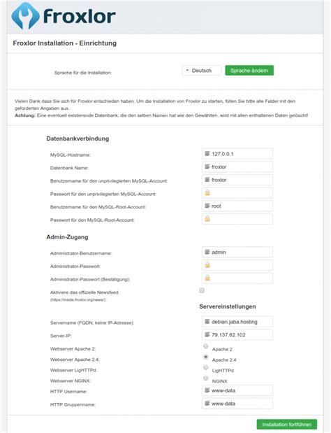 froxlor auf debian 9 stretch installieren webhosting
