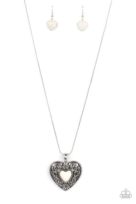 Wholeheartedly Whimsical White Paparazzi Necklace Jewelryblingthing