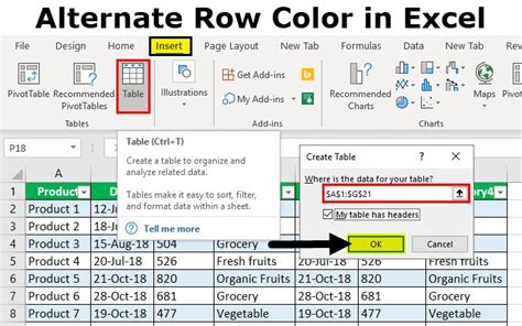 alternate row color in excel