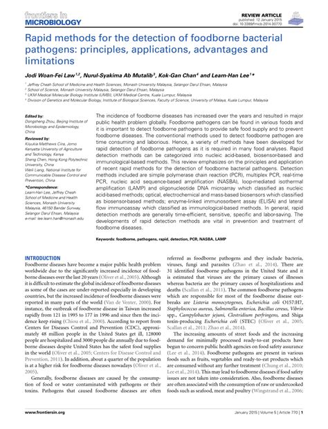 Pdf Rapid Methods For The Detection Of Foodborne Bacterial Pathogens