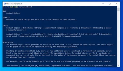 Powershell Foreach Object Syntax Parameters Examples