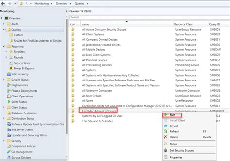 create sccm query to find mac address of device configuration manager