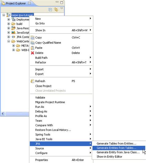oepe spring jpa tutorial step 3 create and manage entities