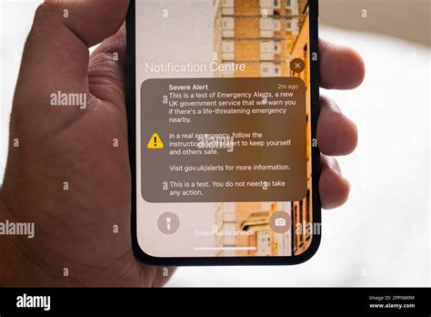 London Uk 23rd Apr 2023 An Emergency Alert Is Shown On The Screen