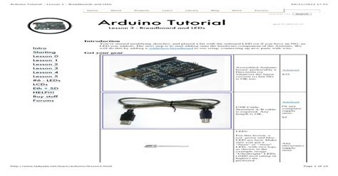 pdf arduino tutorial lesson 3 breadboards and ledsteaching