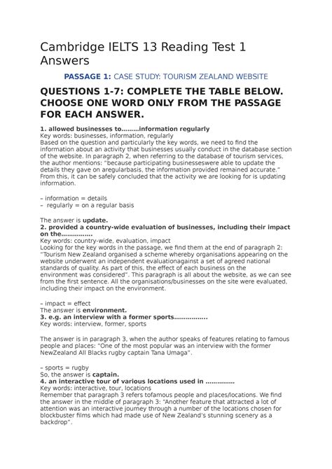 Cambridge Ielts 13 Reading Test 1 Answers Cambridge Ielts 13 Reading