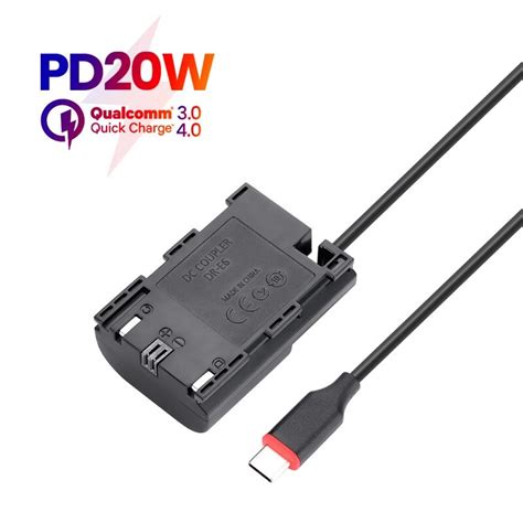 유형 Usb C To Lp E6n 더미 배터리 캐논 Eos Ra R6 R5 R 90d 80d 70d 60d Xc10 Xc15