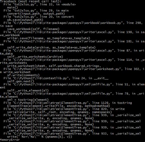 python memoryerror while converting txt to xlsx stack overflow