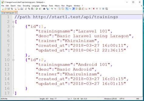 laravel rest api fstm kuis