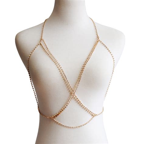 Jawseu Crystal Body Chains Sexy Bikini Chest Chains Ladies Girls Body