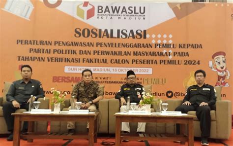 Bawaslu Kota Madiun Gelar Sosialisasi Peraturan Pengawasan Pemilu 2024
