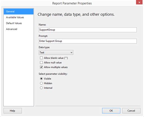 ssrs system object[] parameter error when allowing multiple values