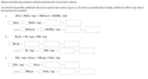 Solved Balance The Following Oxidation Reduction Reactions