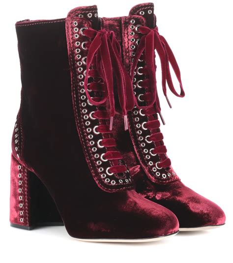 Miu Miu Lace Up Velvet Ankle Boots Amal Clooney Lace Up Boots