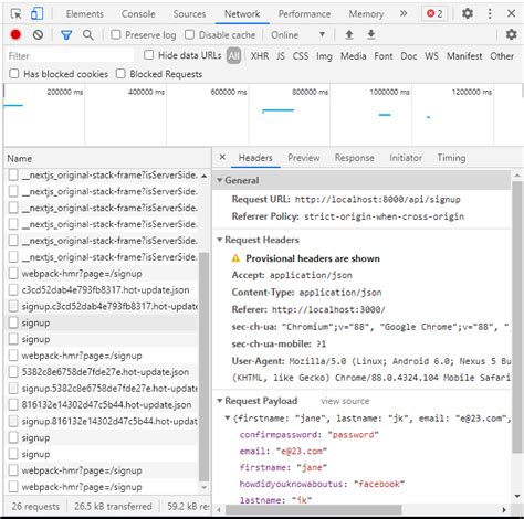 node js react post request to backend nodejs is pending stack