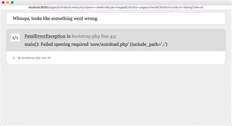 main failed opening required core autoload php