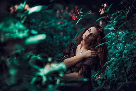 المرأة، النموذج، الأخضر، النباتات، المرأة في الهواء الطلق، خلفية Hd