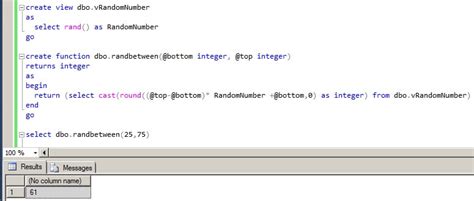 create your own randbetween function in t sql