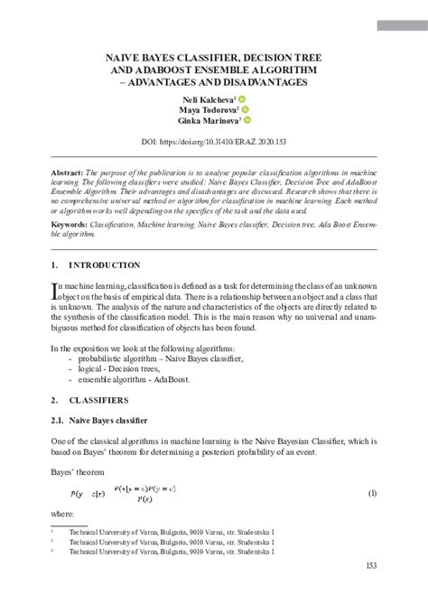 pdf naive bayes classifier decision tree and adaboost ensemble