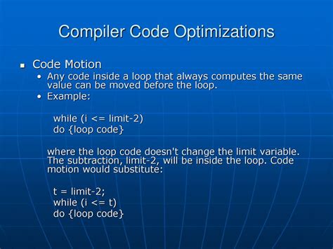 compiler code optimizations ppt download