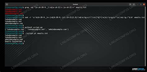 extract email from text file linux tutorials learn linux configuration