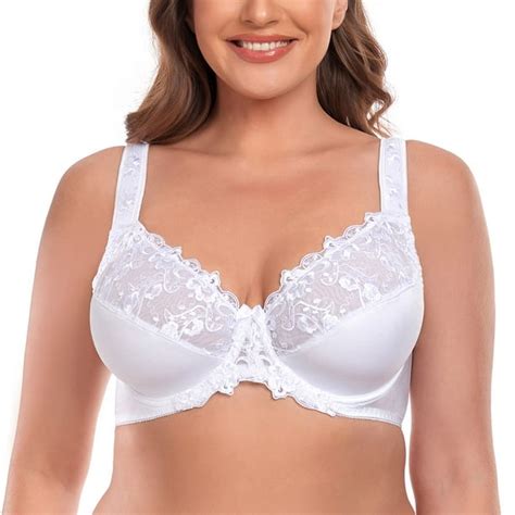 Womens Sexy Lace Embroidered Bras Full Coverage Unlined Underwire Plus