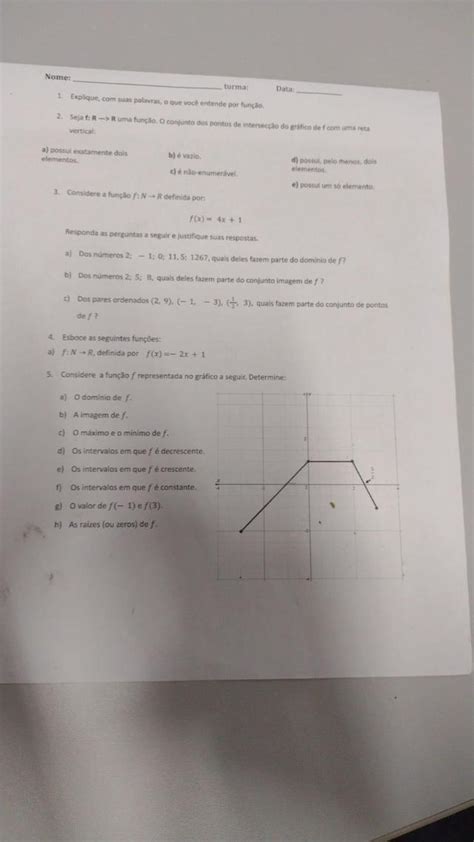 Considere A Função F Representada No Grafico A Seguir Determine A O
