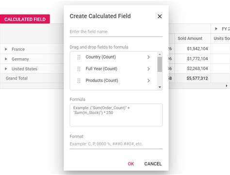 calculated field in asp core pivot table control