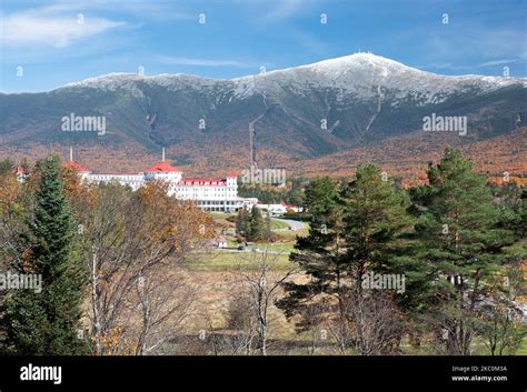 Autumn Scene At Bretton Woods New Hampshire Blue Sky With Snow On