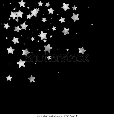 Silver Star Confetti Falling Starry Anniversary Stock Vector Royalty