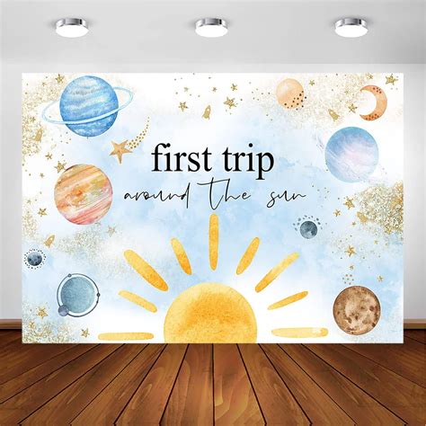 Avezano First Trip Backdrop Outer Space Watercolor Planets