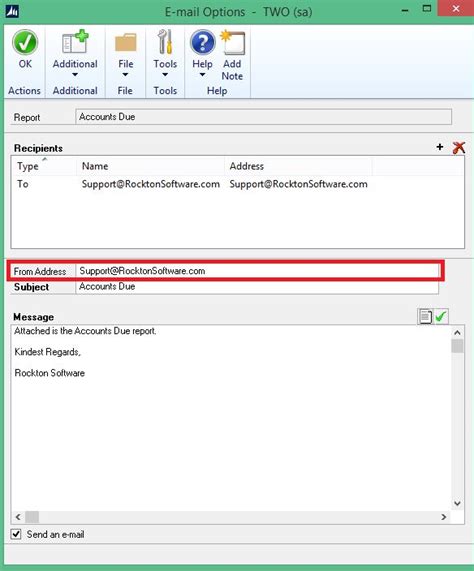 specify a standard or manually enter the from address when using smtp